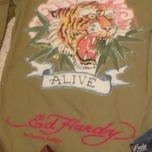 Ed Hardy | Tops | Ed Hardy Army Patches Tiger Button Blouse Shirt Ls ...